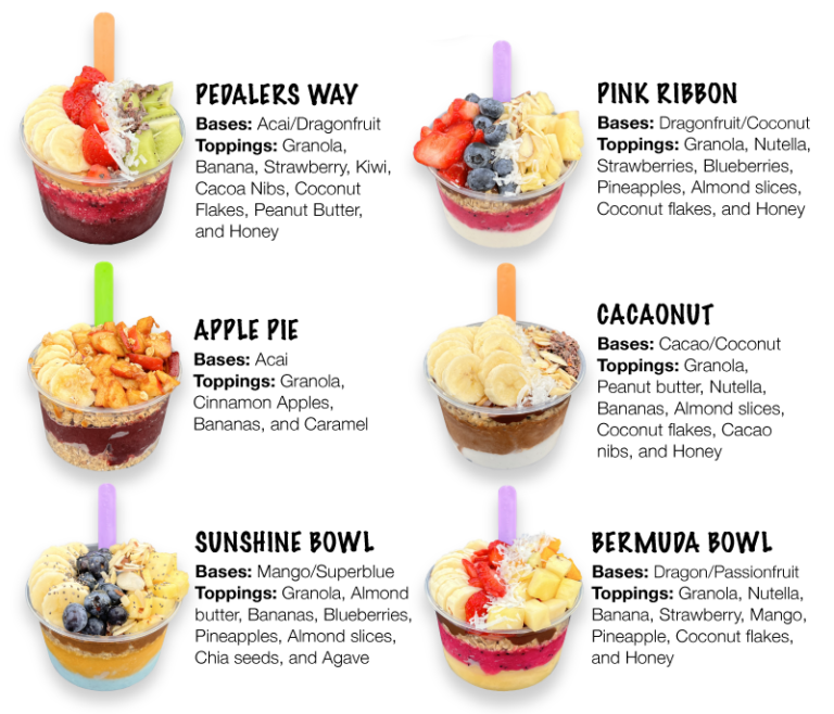 MENU – Smoothie Bowls, Acai, Coffee and more