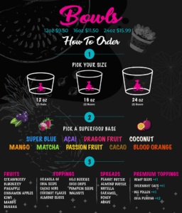 MENU – Smoothie Bowls, Acai, Coffee and more